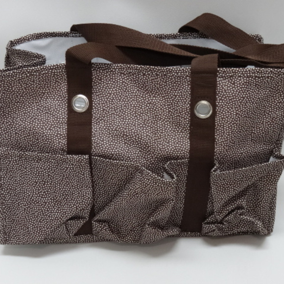 thirty-one | Bags | Thirtyone Brown Pin Dots Organizing Med Util Tote ...